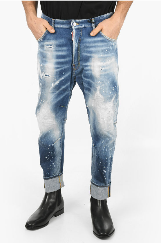 Dsquared2 17cm Cuffed Hem Stretch denim COMBAT Jeans men - Glamood Outlet