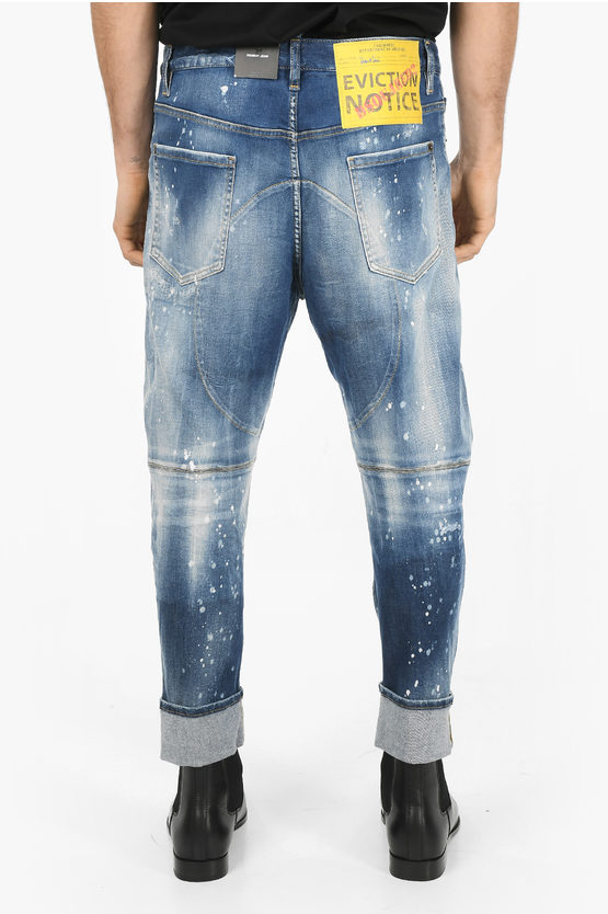 Dsquared2 17cm Cuffed Hem Stretch denim COMBAT Jeans men - Glamood Outlet