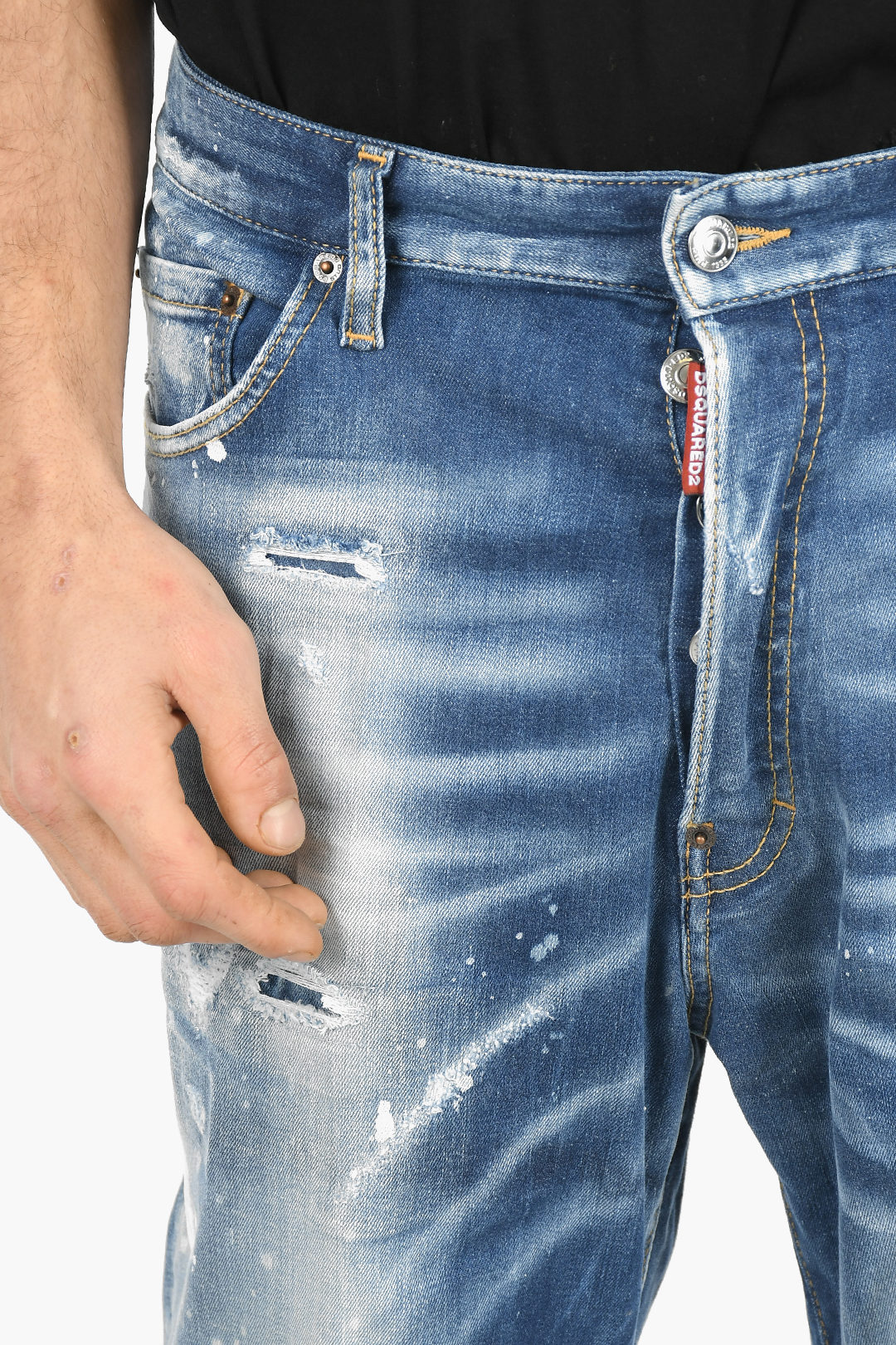 Dsquared2 17cm Cuffed Hem Stretch denim COMBAT Jeans men - Glamood Outlet