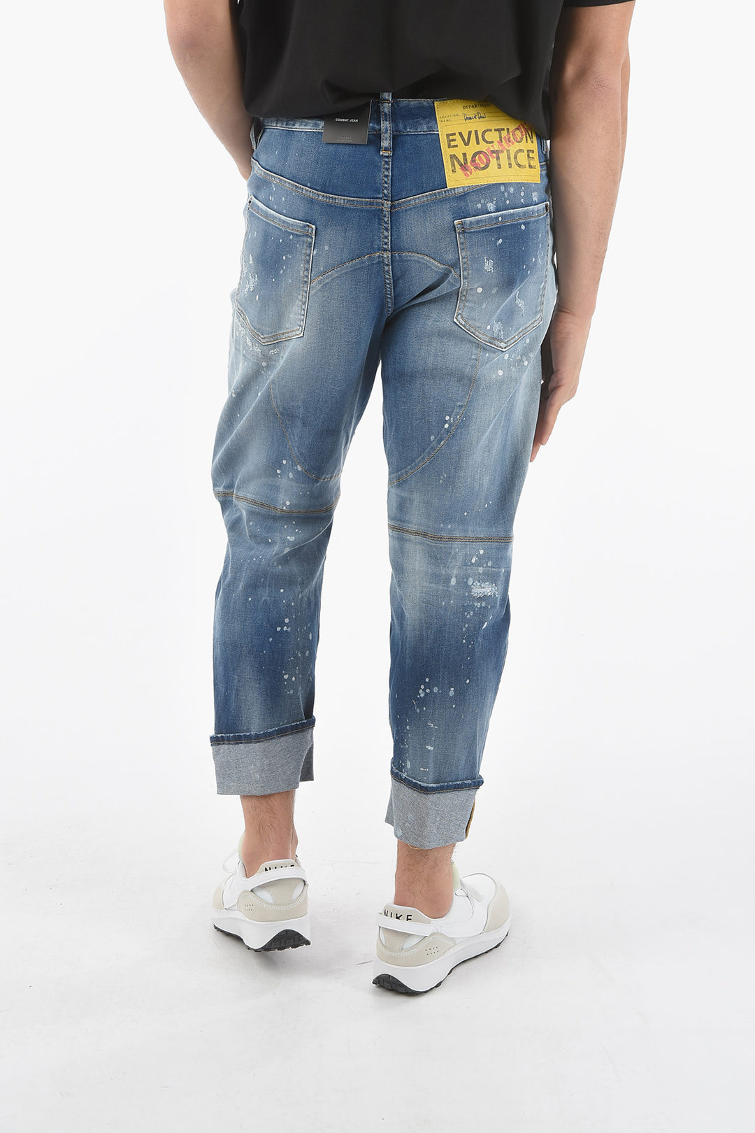 Dsquared2 17cm Cuffed Hem Stretch denim COMBAT Jeans men - Glamood Outlet