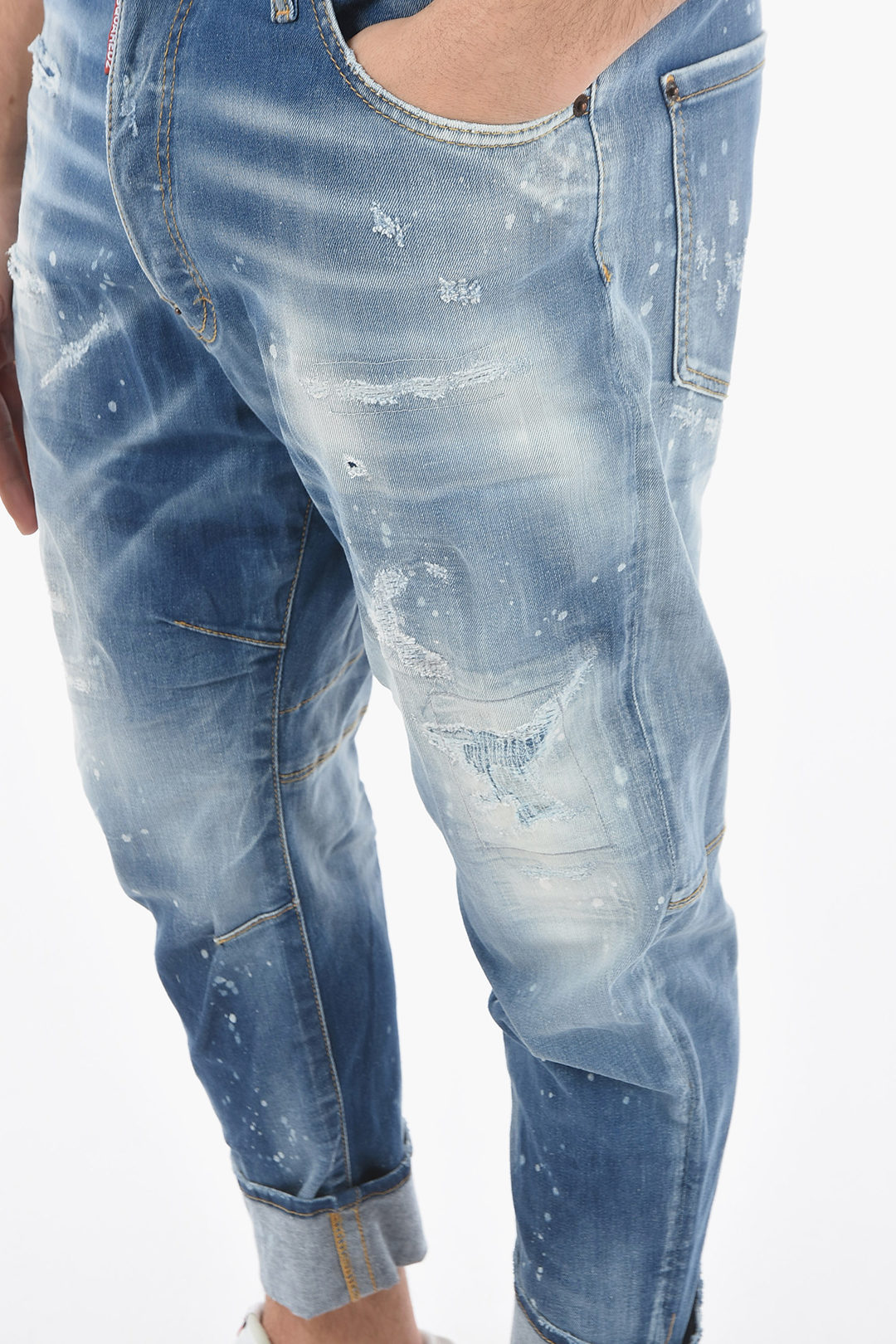 Dsquared2 17cm Cuffed Hem Stretch denim COMBAT Jeans men - Glamood Outlet