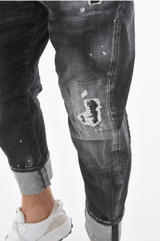 Dsquared2 18cm Cuffed Hem Stretch denim COMBAT Jeans men - Glamood Outlet