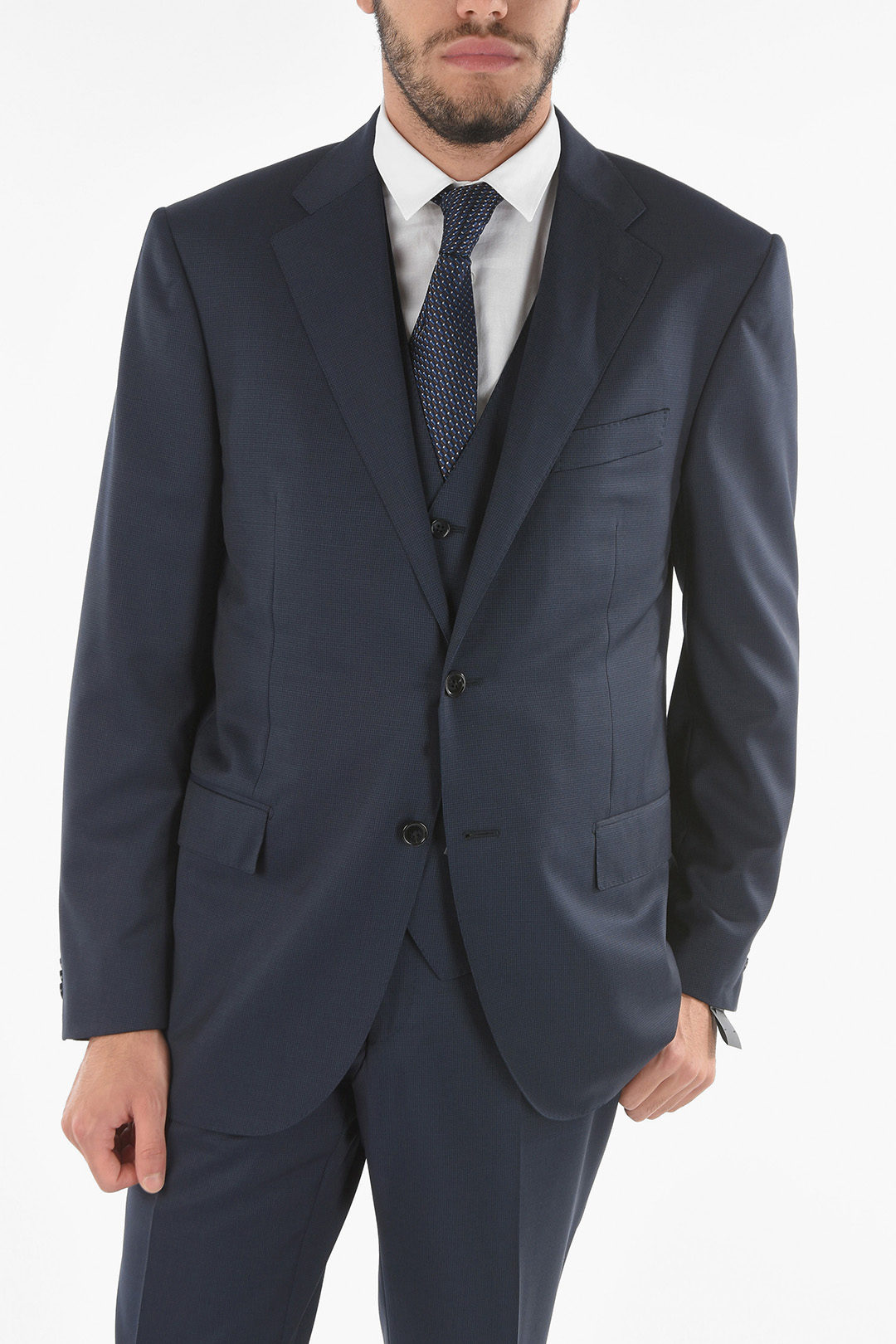 Corneliani 3-Piece LEADER Pin Check Virgin Wool Suit men - Glamood Outlet