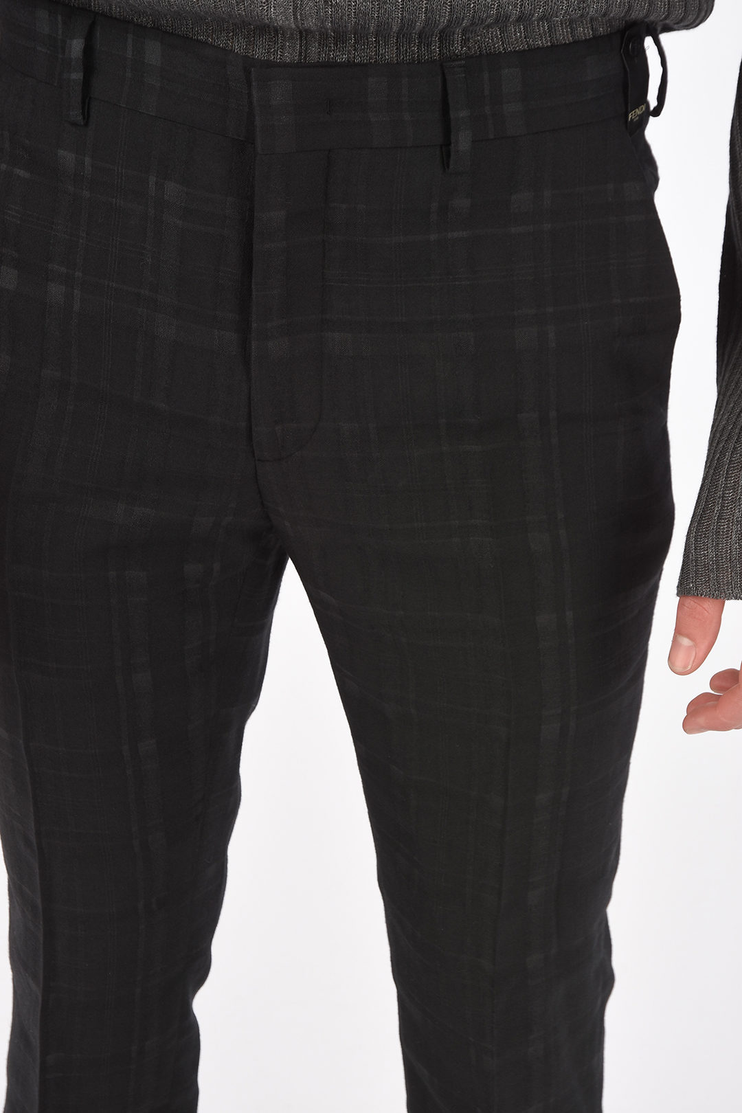 Fendi 4 Pocket Hidden Fastening Plaid Check Pants men - Glamood Outlet