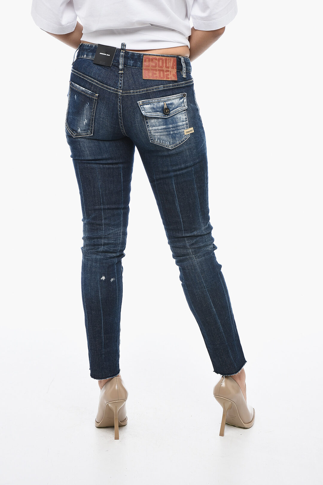 Dsquared2 5 Pocket Jennifer Fit Denims with Raw-cut Hem 14cm women ...