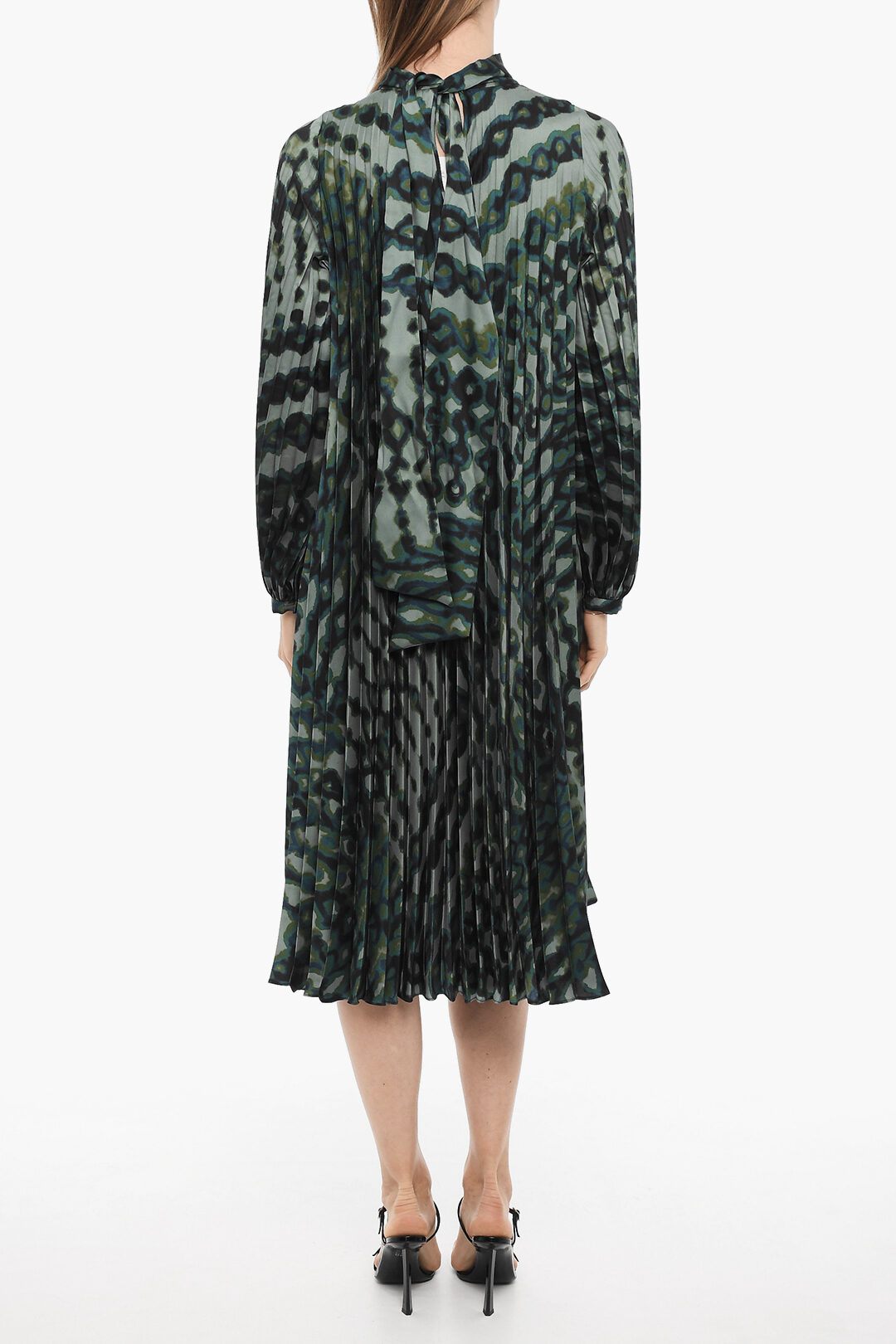 Gianluca Capannolo Abito Lungo MARISA Plissettato a Fantasia in Raso ...