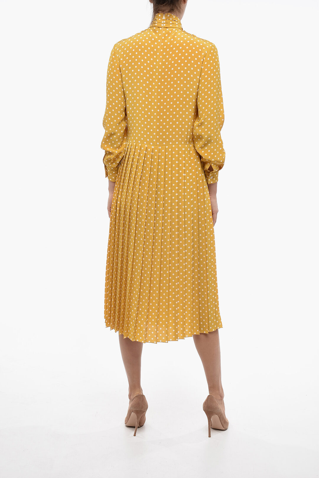 Celine Abito Lungo Plissé con Fantasia a Pois donna - Glamood Outlet