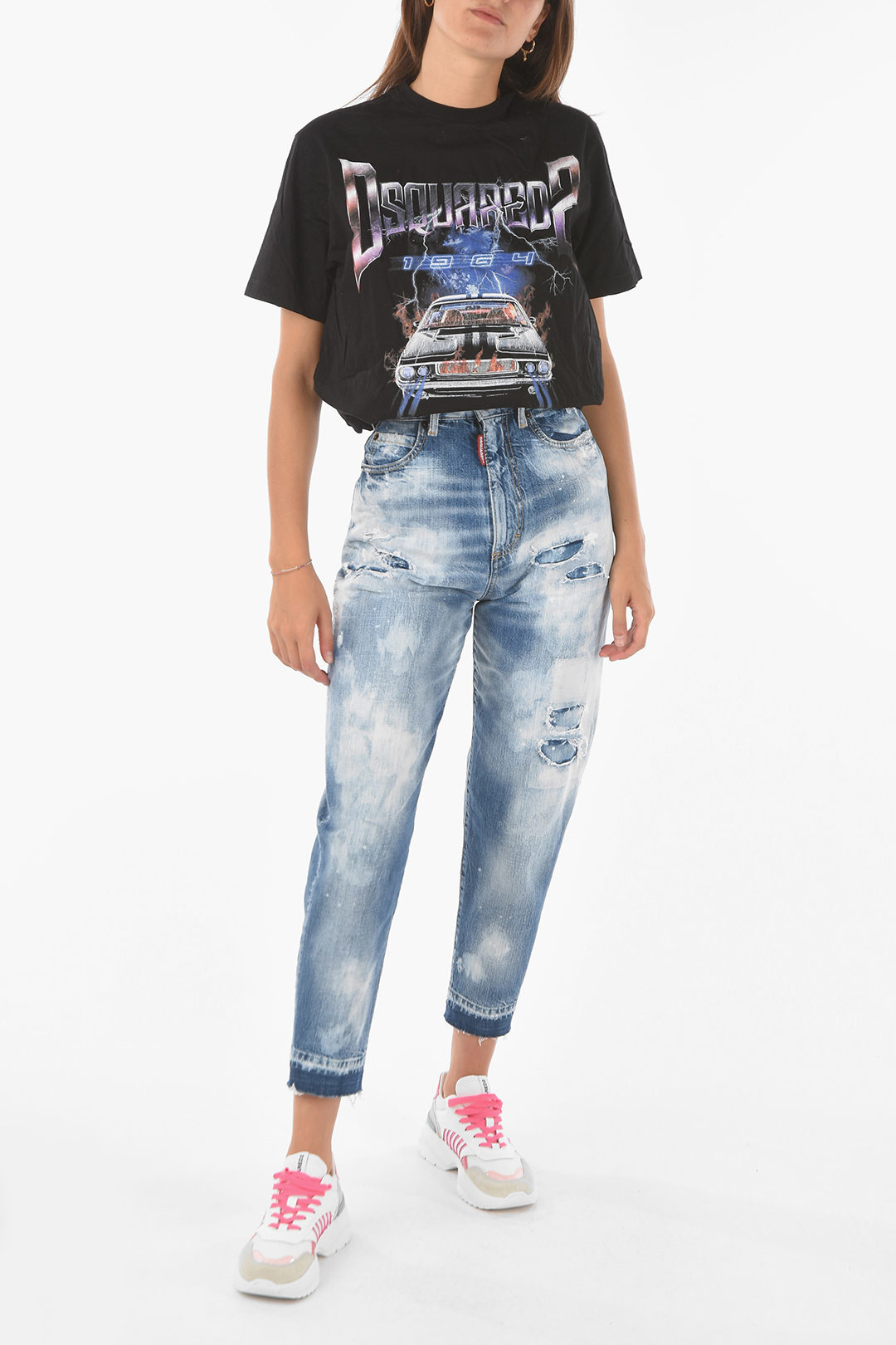 Dsquared2 Acid Wash Effect SASOON 80'S Distressed Jeans women - Glamood ...