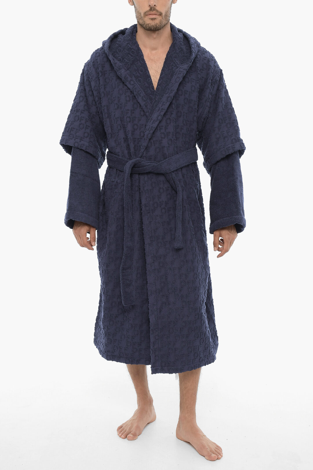 Off-White All-Over Logo Bathrobe with Belt unisex men women - Glamood ...
