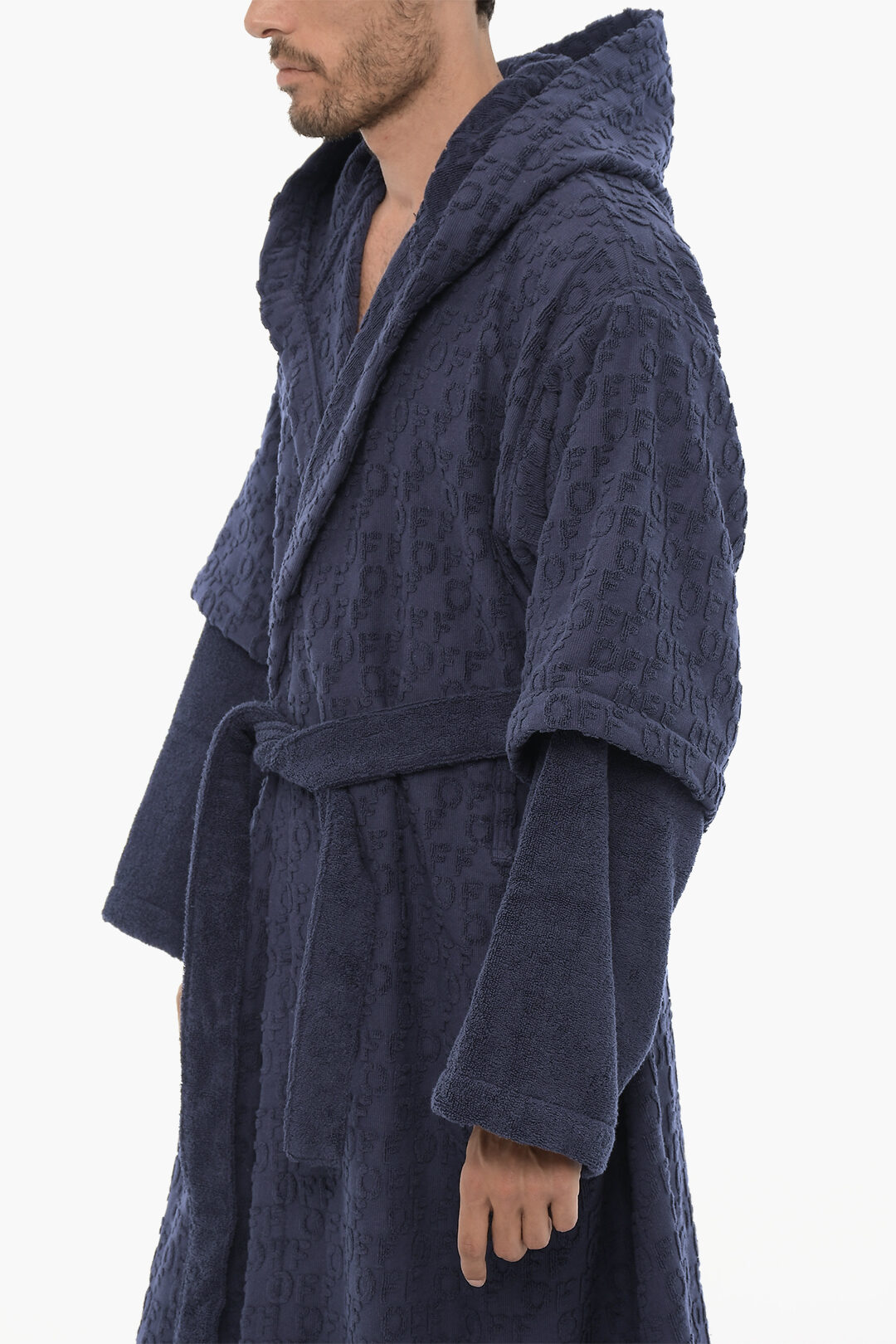 Off-White All-Over Logo Bathrobe with Belt unisex men women - Glamood ...