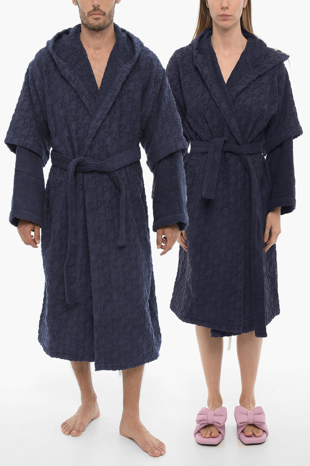 Off-White All-Over Logo Bathrobe with Belt unisex men women - Glamood ...