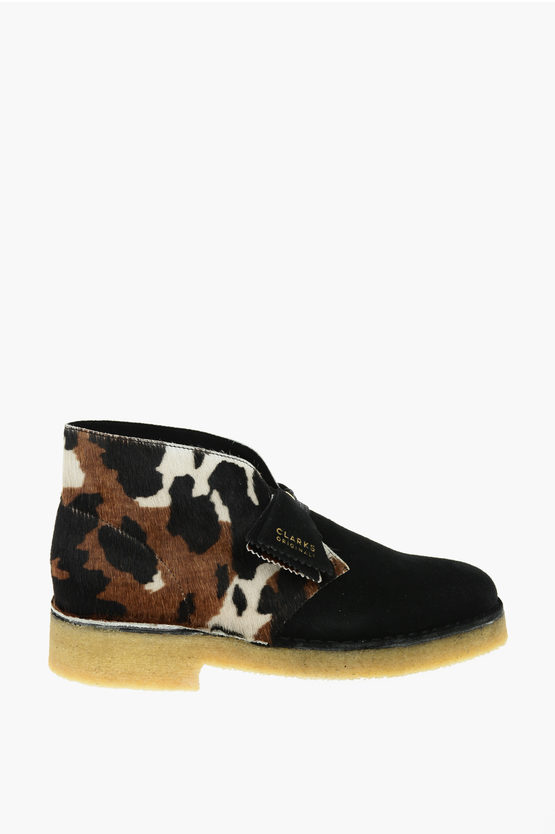Clarks Animal Patterned Suede Leather and Ponyskin Desert Boots women ...