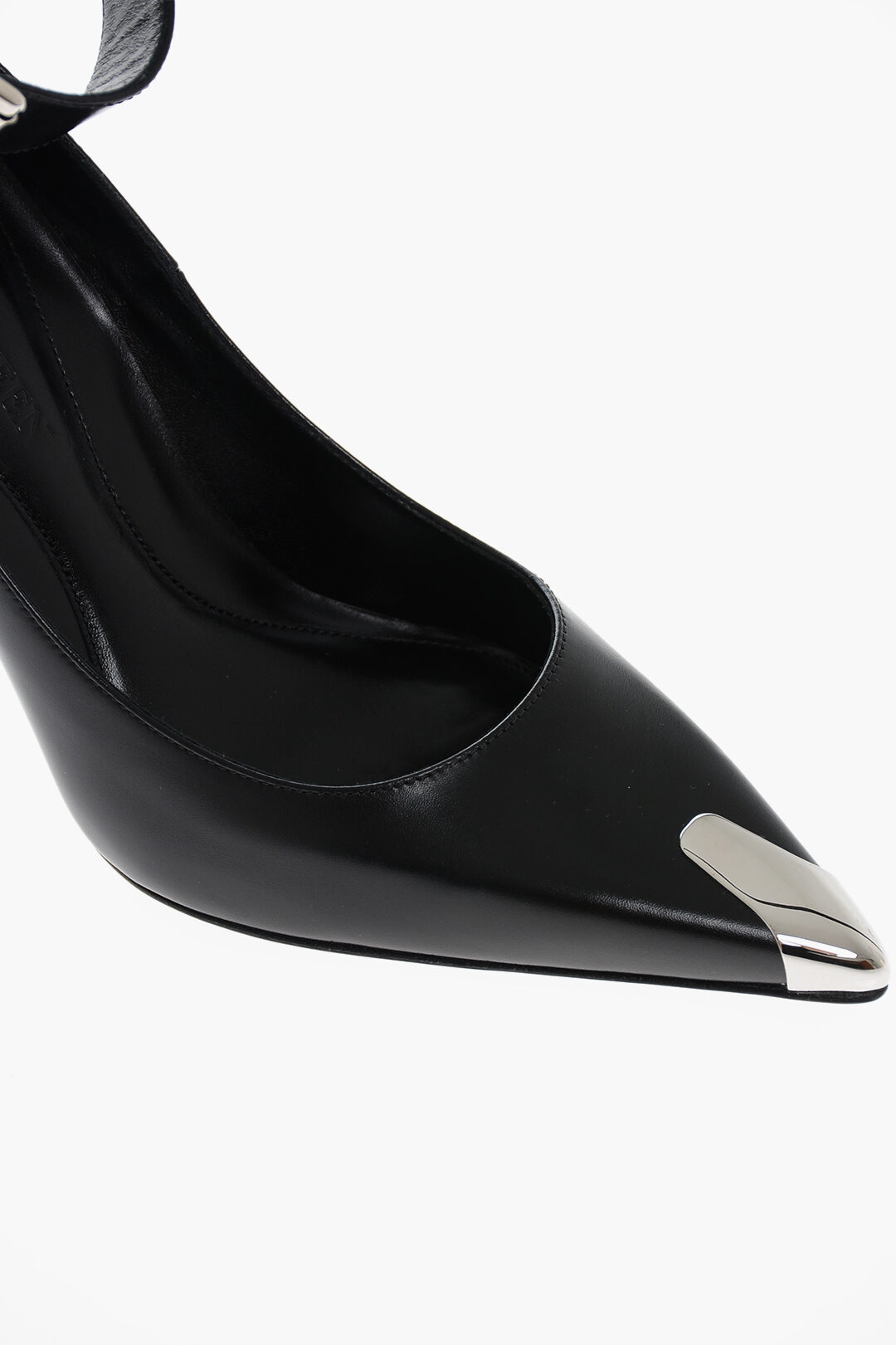 Alexander McQueen Ankle Strap Leather Pumps with Shiny Alexander McQueen Ankle Strap Leather Pumps with Shiny
