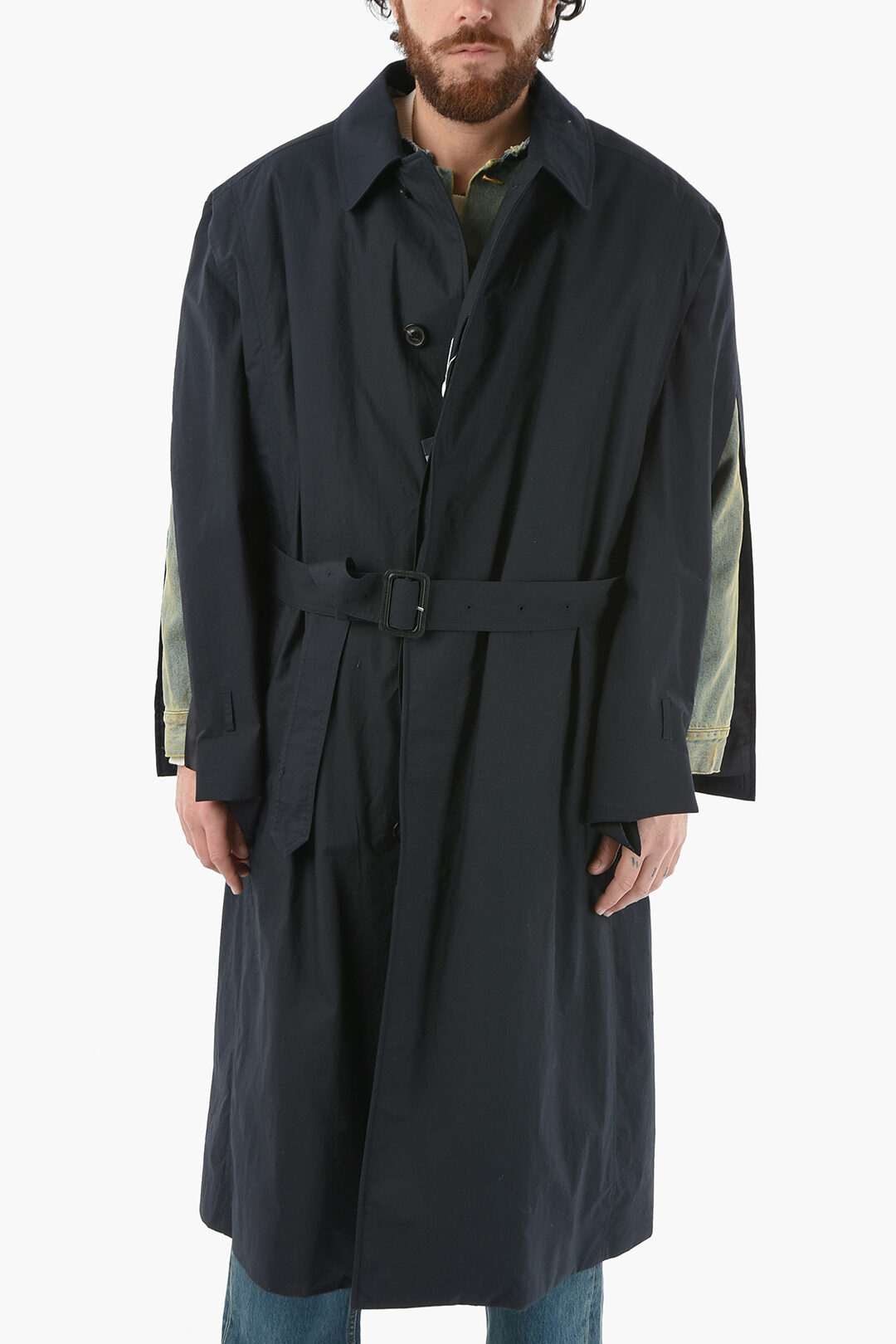 Maison Margiela ARTISANAL Unstructured Overcoat with Denim Detail men ...