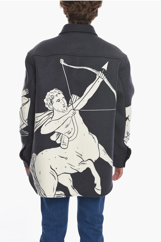 Jil Sander ASTROLOGY Lined Wool Coat in Zodiac Motif men - Glamood Outlet