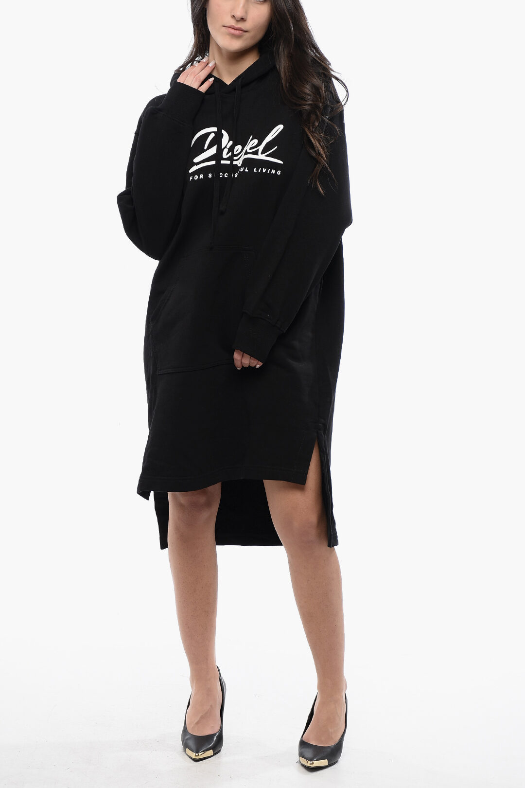 Diesel Asymmetrical Cut D-ILSE ITALICO Sweat Dress with Side Split and ...