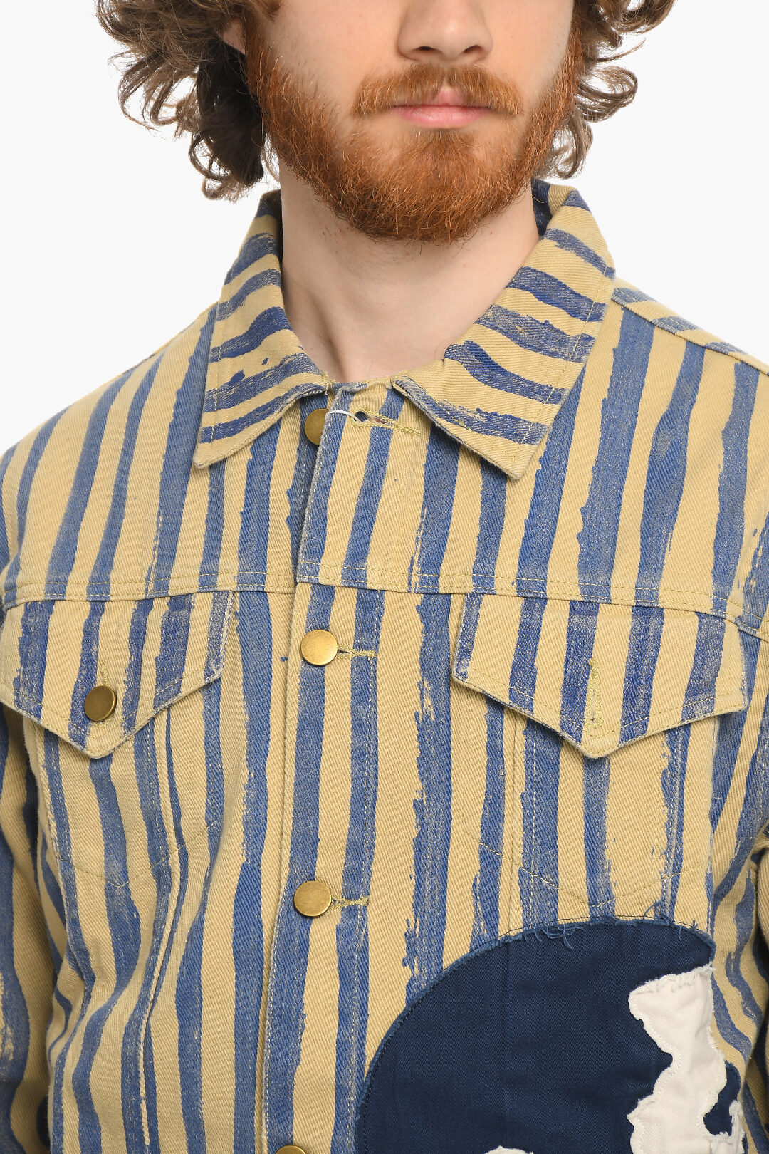 KidSuper Awning Striped Overshirt with Golden Buttons men - Glamood Outlet