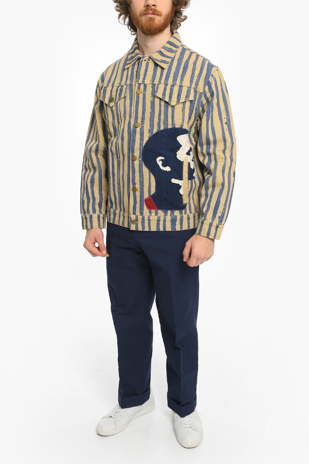 KidSuper Awning Striped Overshirt with Golden Buttons men - Glamood Outlet