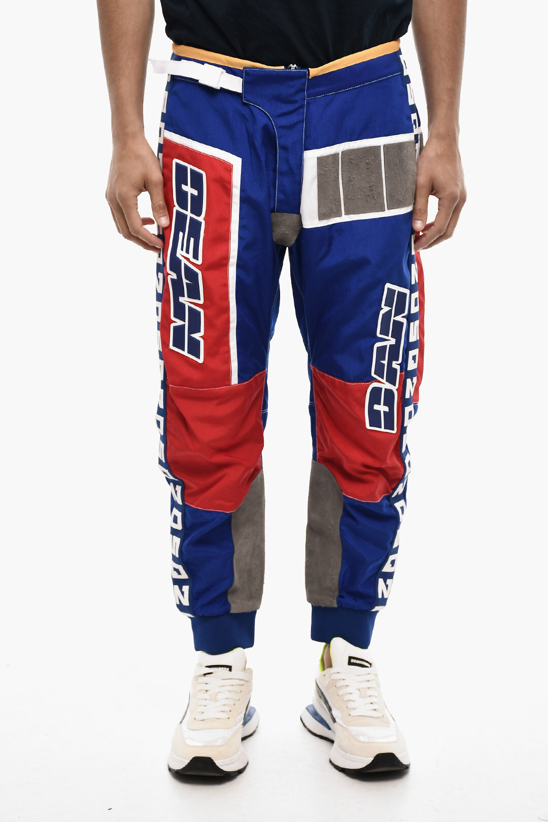 Dsquared2 Baggy Fit Two-Tone Pants with Embossed Details and Ankle Zip ...