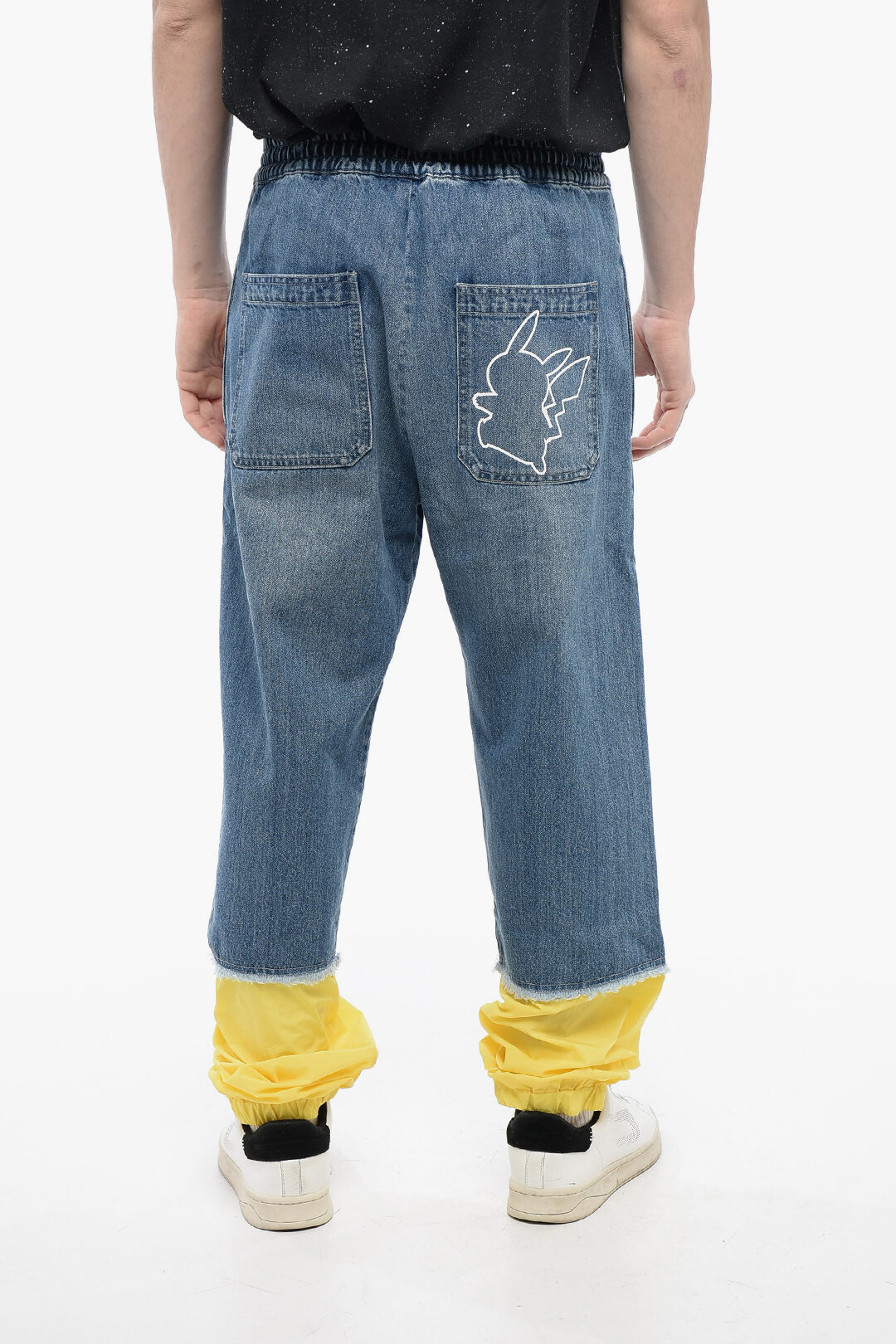 Balmain BALMAIN X POKEMON Shorts Gaucho in Denim con Elastico in Vita ...