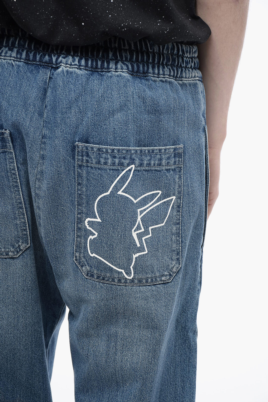 Balmain BALMAIN X POKEMON Shorts Gaucho in Denim con Elastico in Vita ...