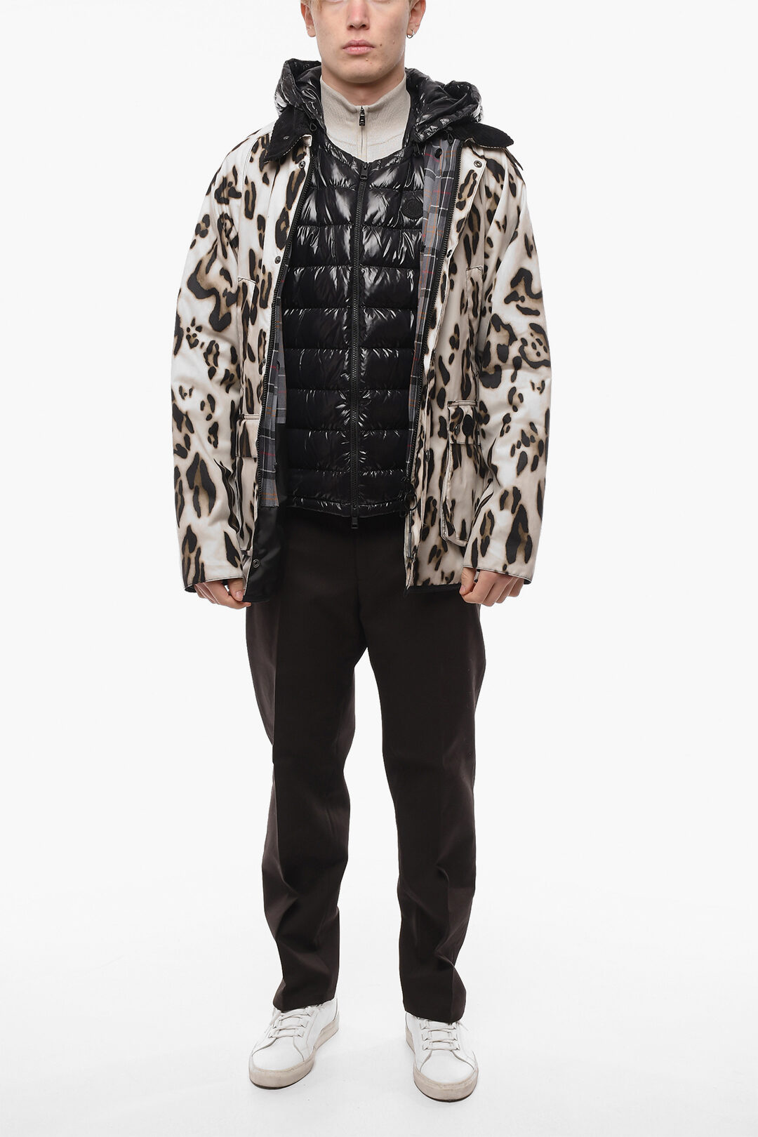 Moncler BARBOUR Removable Padding Animal Patterned Down Jacket men ...