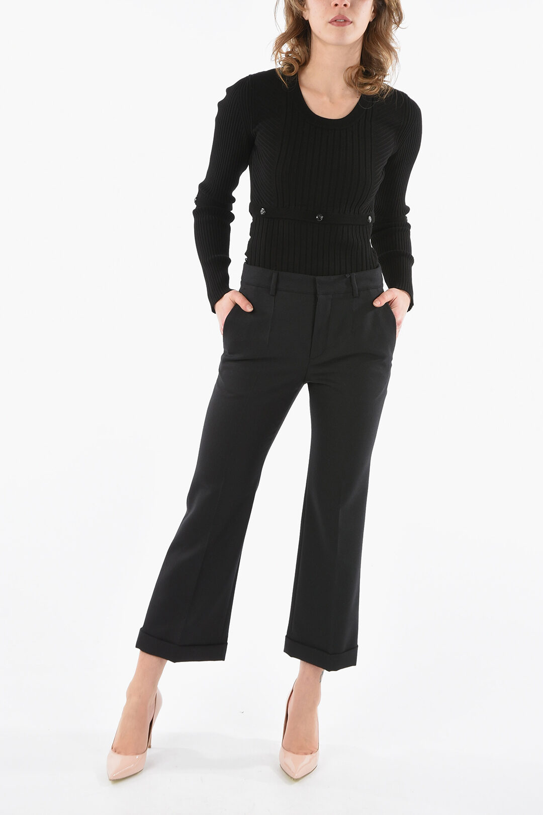 Saint Laurent Belt Loop Cropped Fit Wool Pants women - Glamood Outlet