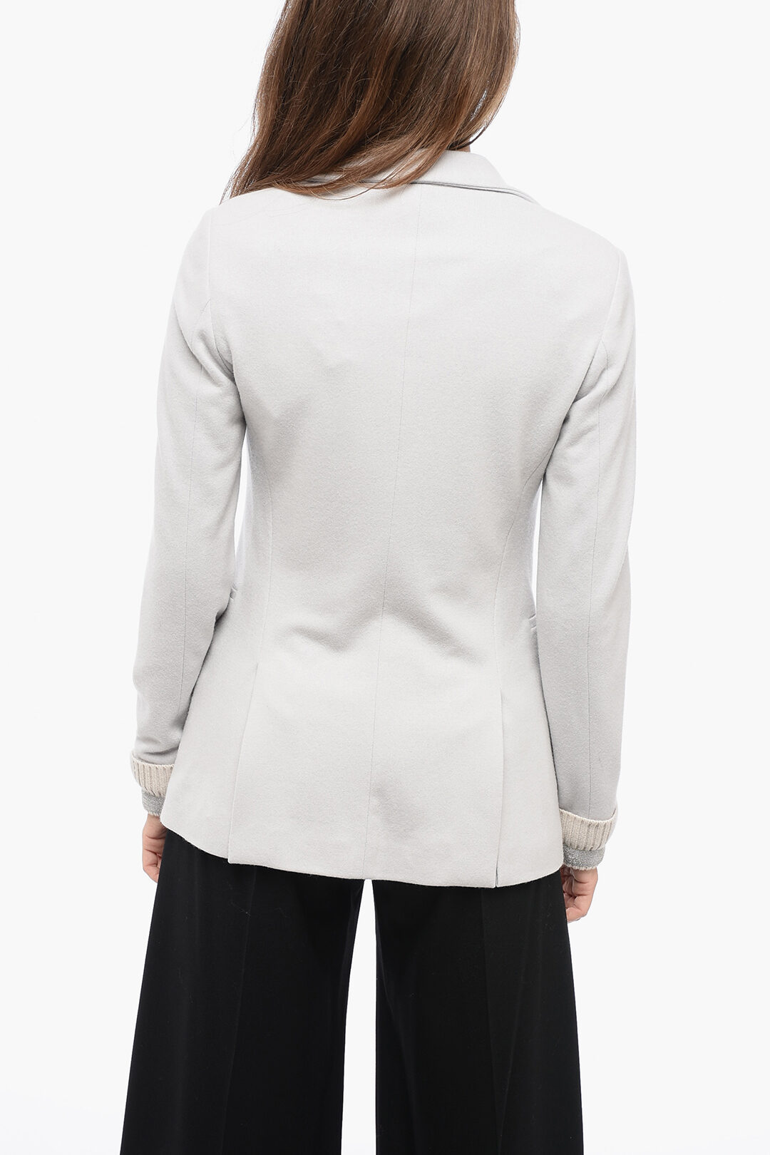 Fabiana Filippi Blended Wool Blazer with Shimmer Ribbed Cuffs women ...