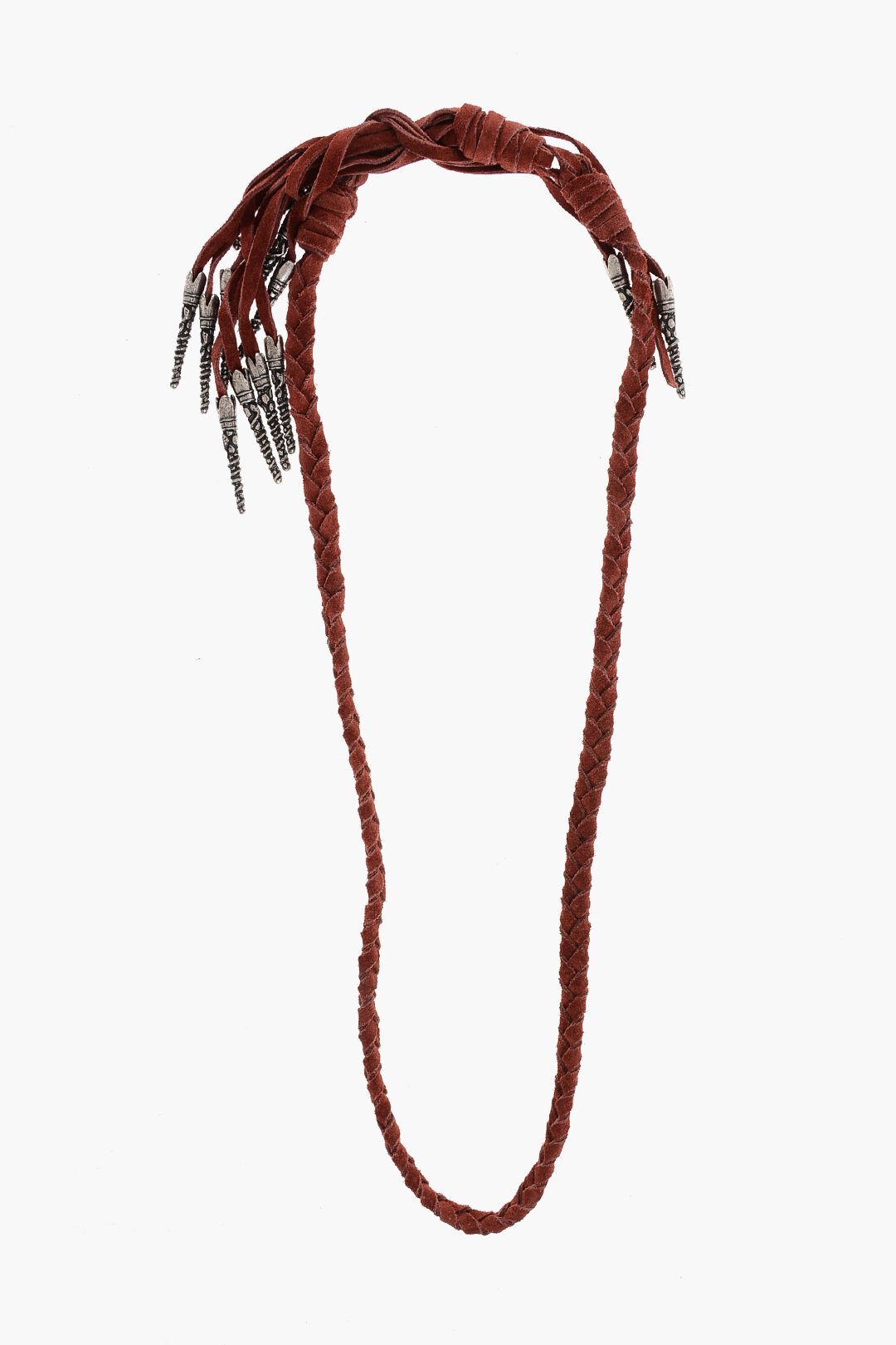 Dsquared2 Braided Suede Necklace with Fringes and Metal Details women ...