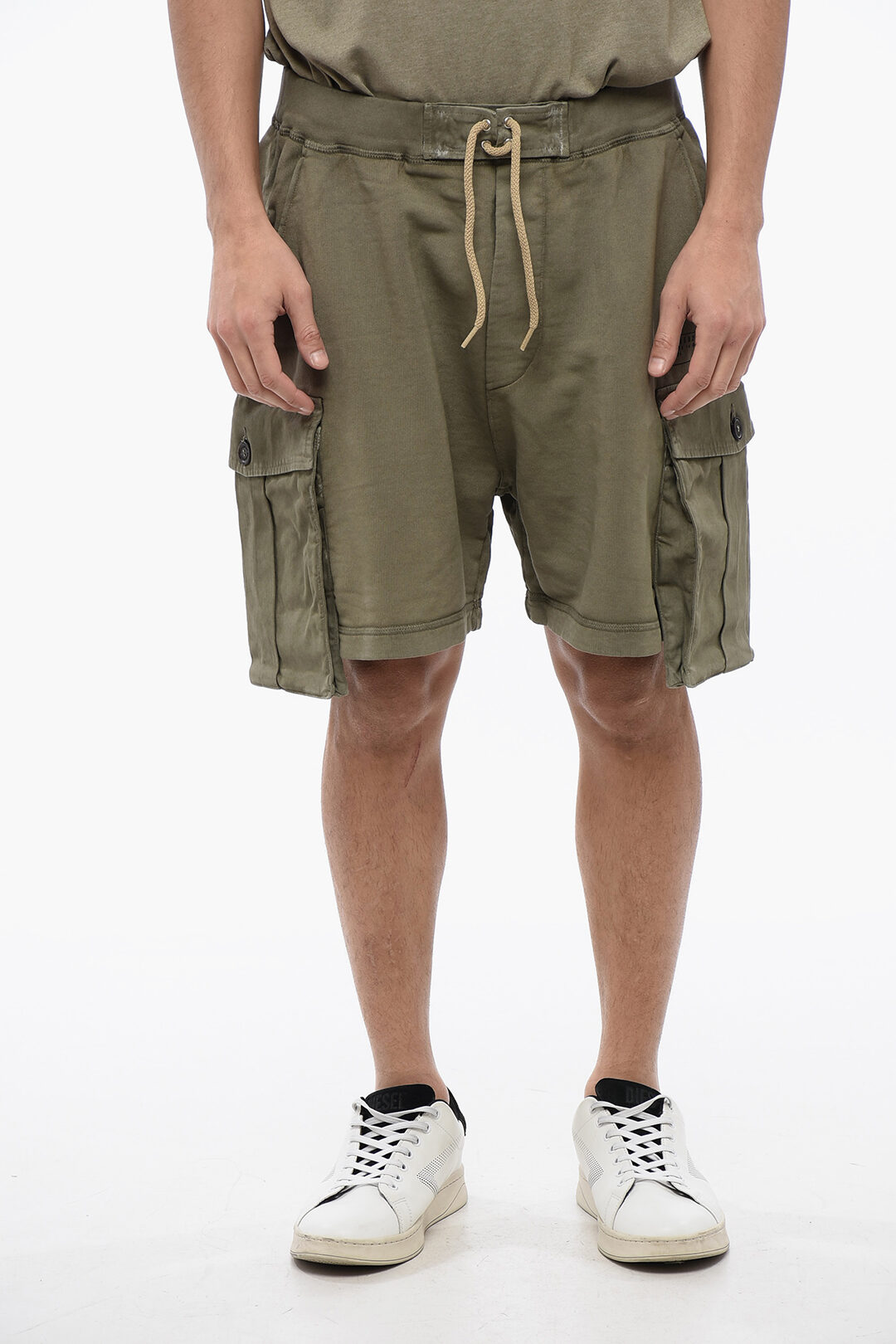 Dsquared2 Brushed Cotton Cargo Shorts with Rope Drawstring men ...