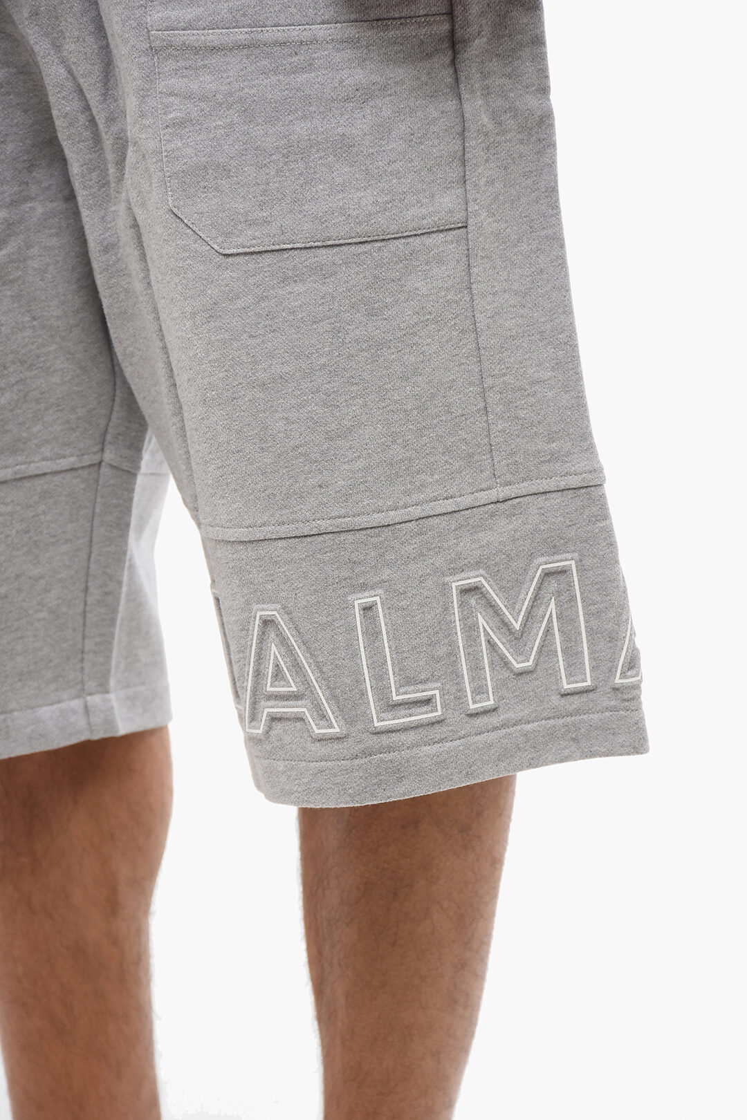 Balmain Brushed Cotton Shorts with Embossed Logo men - Glamood Outlet