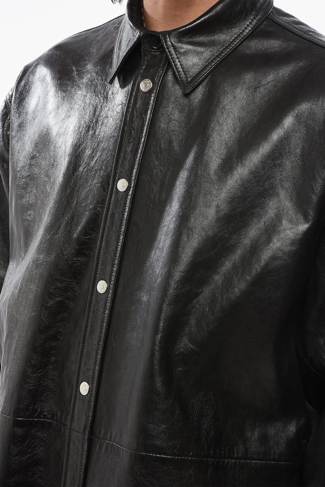 Acne Studios Brushed Leather Overshirt with Flush Pockets men - Glamood ...