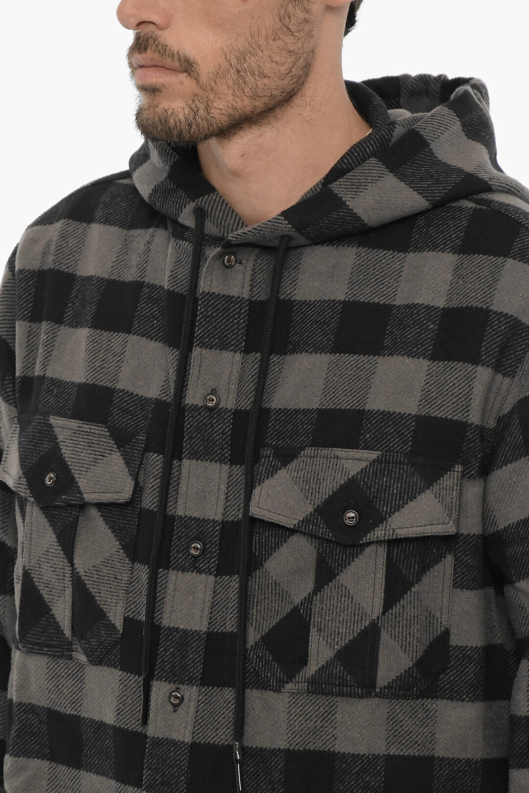 Off-White Buffalo Checked Overshirt with Hood men - Glamood Outlet
