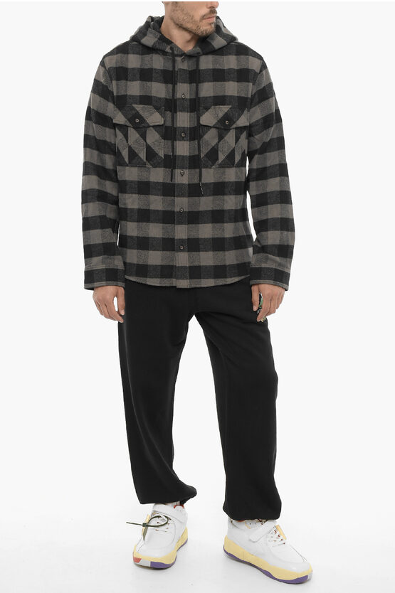 Off-White Buffalo Checked Overshirt with Hood men - Glamood Outlet