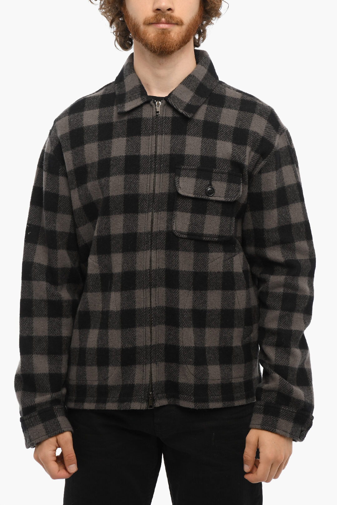 Woolrich Buffalo Checked TIMBER Overshirt with Frontal Zip men ...