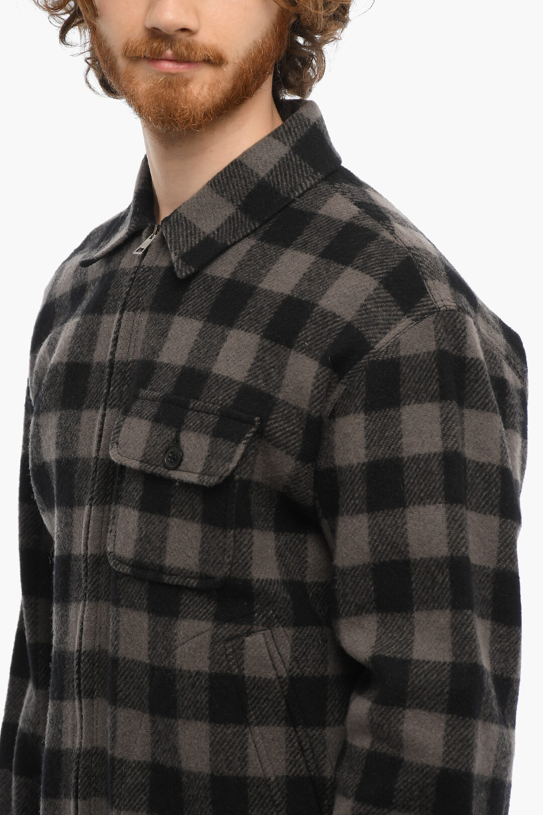Woolrich Buffalo Checked TIMBER Overshirt with Frontal Zip men ...