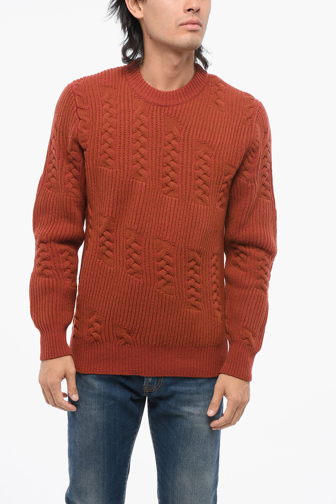 Altea Cable Knit Virgin Wool Sweater with Crew Neck men - Glamood Outlet