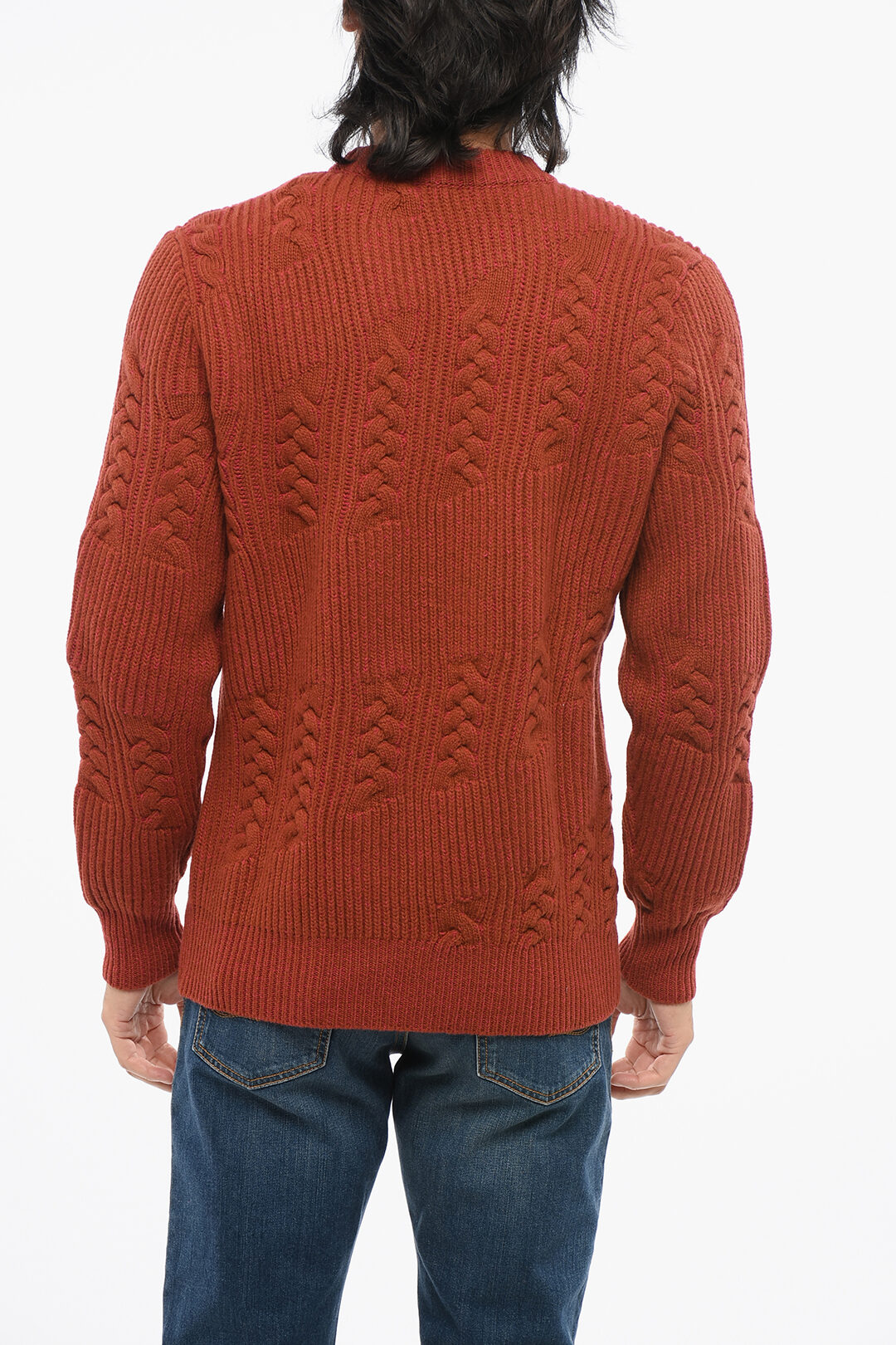 Altea Cable Knit Virgin Wool Sweater with Crew Neck men - Glamood Outlet
