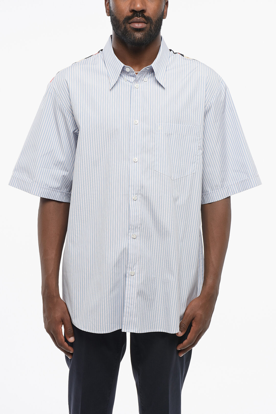 Gucci Camicia Button-down in Cotone con Retro in Seta uomo - Glamood Outlet