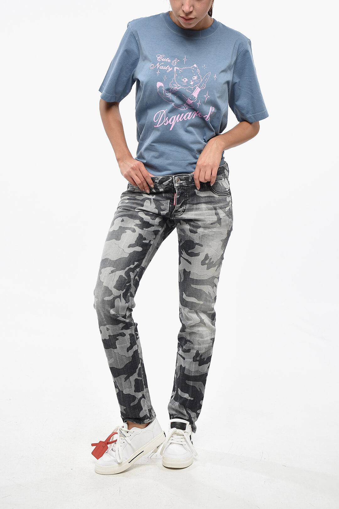 Dsquared2 Camouflage Effect JENNIFER Regular Fit Jeans 16cm damen ...