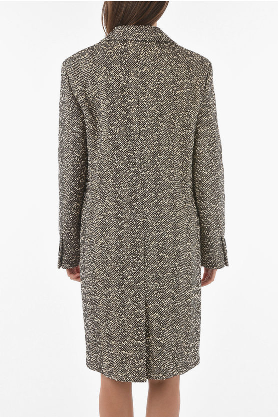 Bottega Veneta Cappotto Monopetto Knotted Herringbone Foderato donna ...