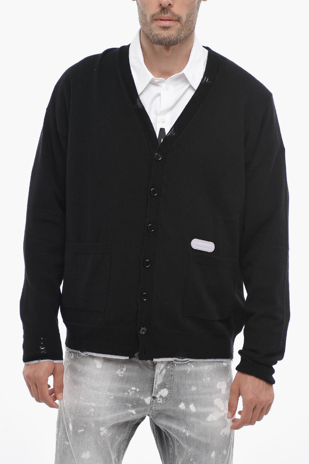 Dsquared2 Cashmere Blend Cardigan with Distressed Detail men - Glamood ...