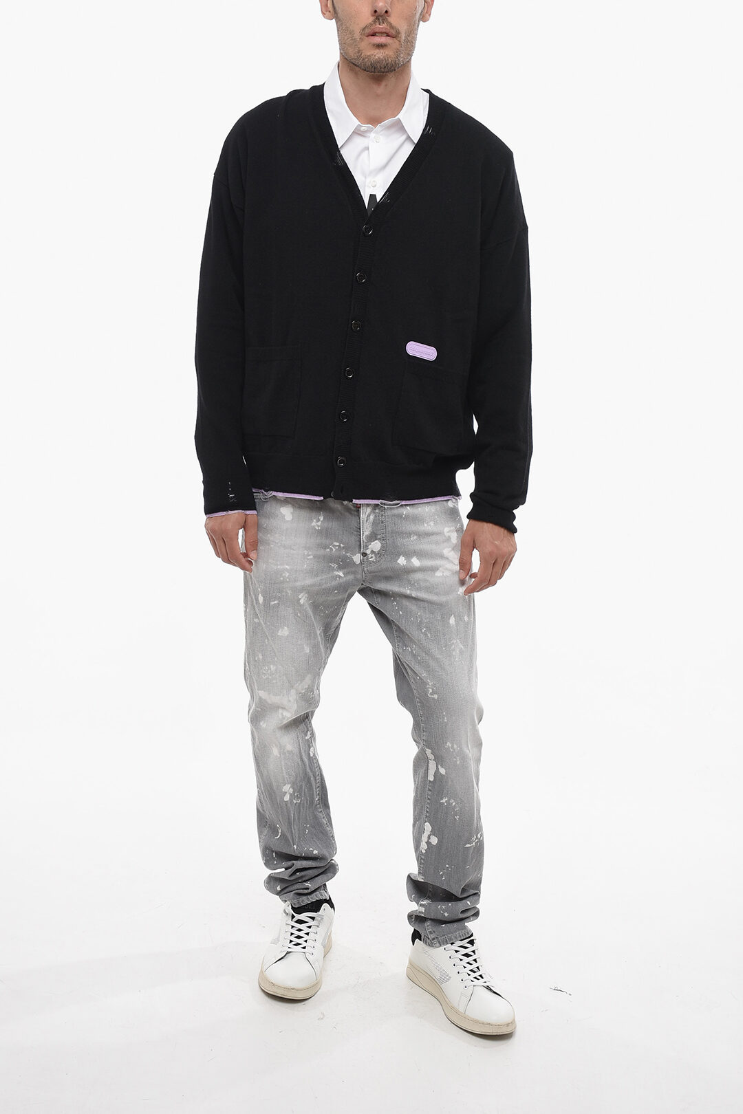 Dsquared2 Cashmere Blend Cardigan with Distressed Detail men - Glamood ...