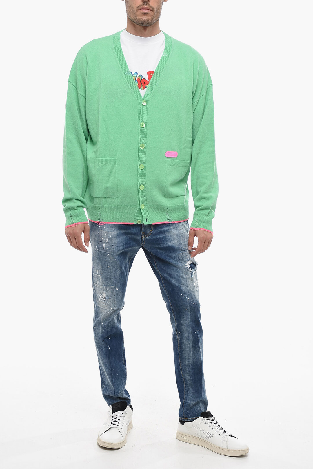 Dsquared2 Cashmere Blend Cardigan with Distressed Detail men - Glamood ...