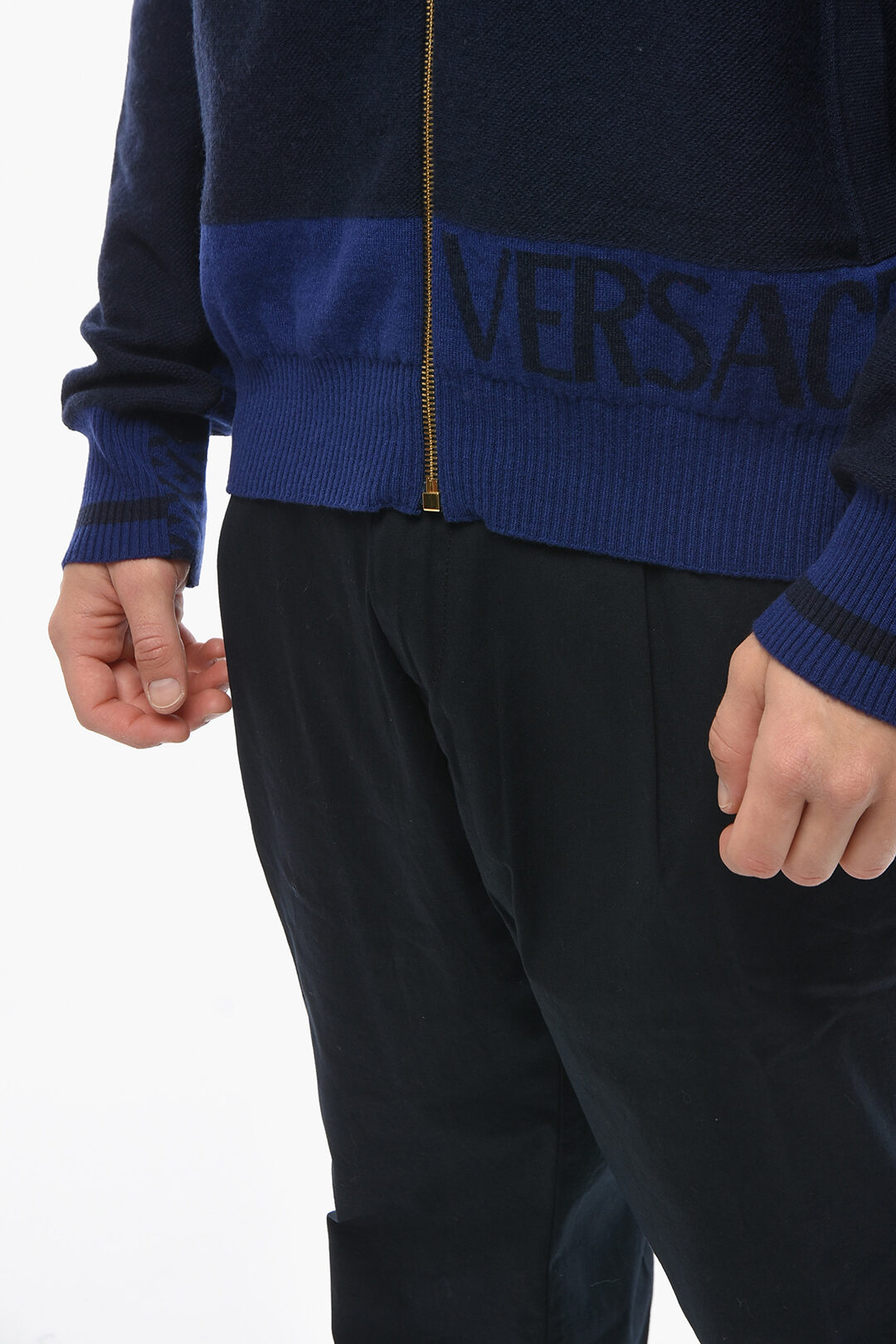 Versace Cashmere-blend Zip-up Sweather with LA GRECA Pattern men ...