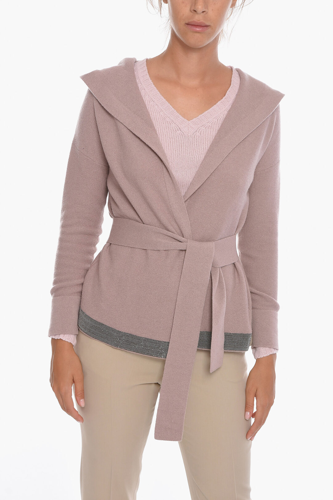 Fabiana Filippi Cashmere Hooded Cardigan with Belt women - Glamood Outlet