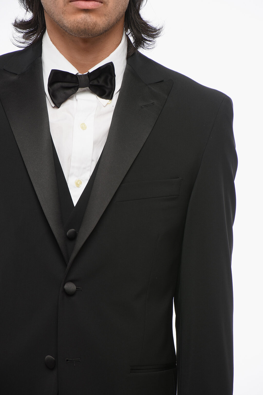 Corneliani CC COLLECTION 3-Piece RIGHT Suit with Satin Peak Lapel men ...