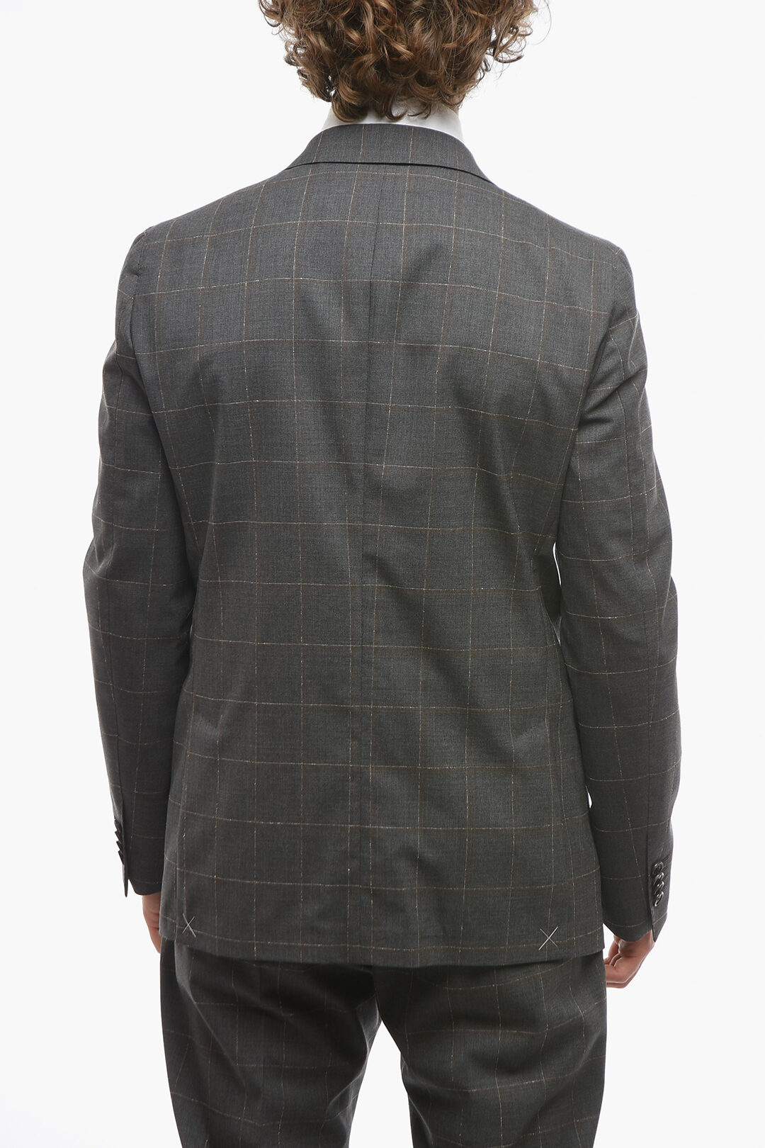 Corneliani CC COLLECTION Double-breasted REWARD Windowpane Check Suit men - Glamood Outlet