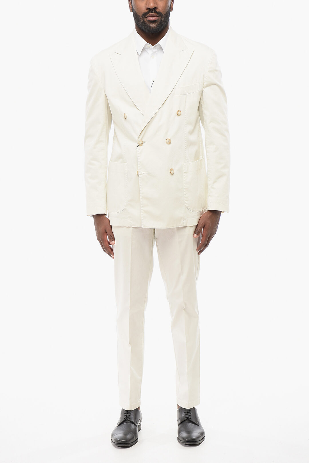 Corneliani CC COLLECTION Double Breasted Unlined Suit With Peak lapel ...