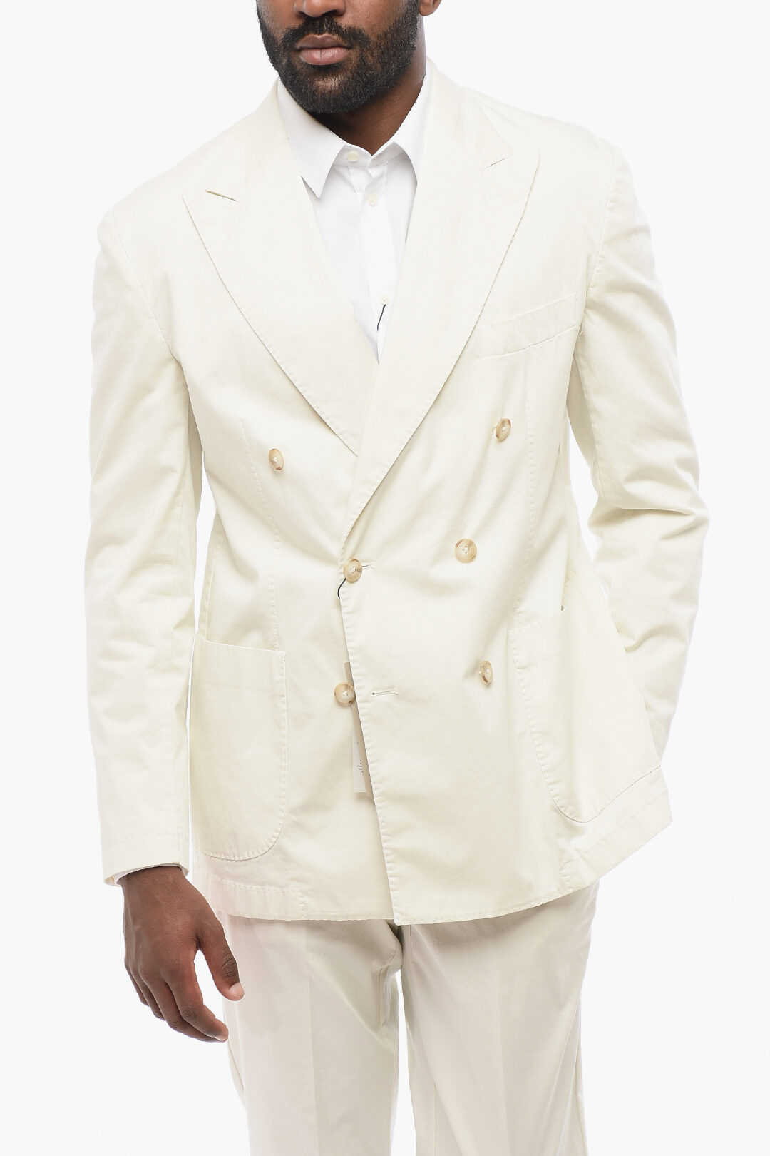 Corneliani CC COLLECTION Double Breasted Unlined Suit With Peak lapel ...